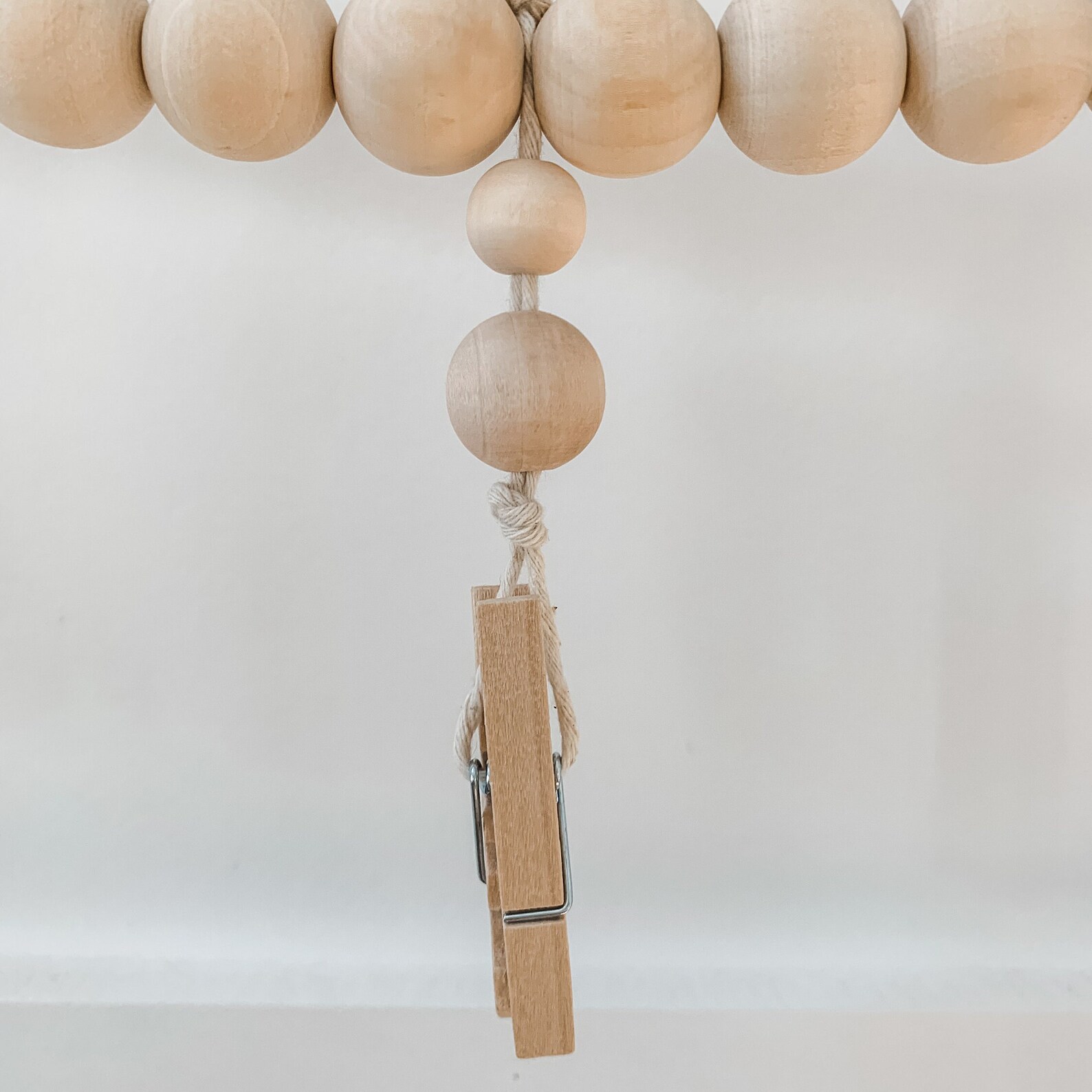 Wood Bead Garland 4ft Wood Bead Garland W/ Clothes Pins for | Etsy