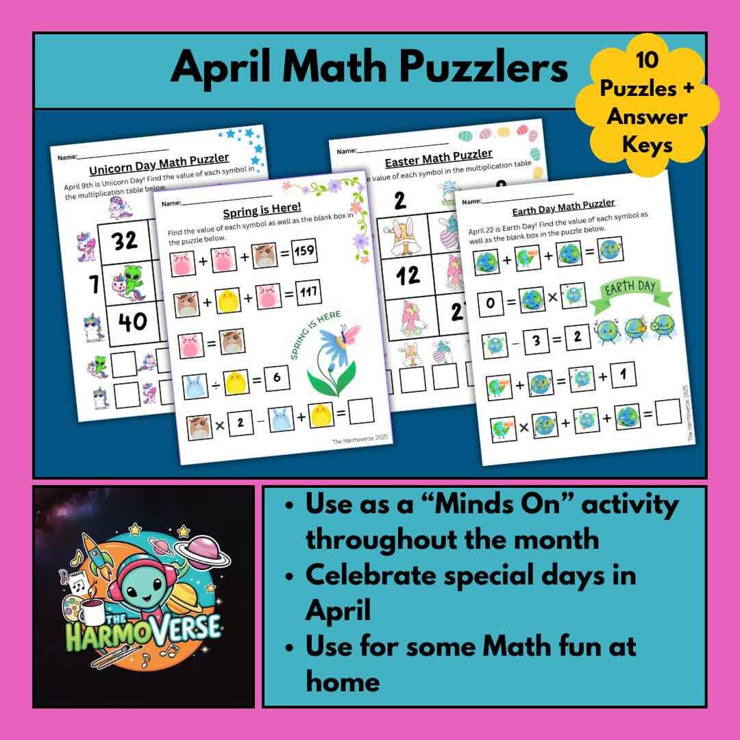 April Printable, No Prep Math Worksheets|engaging Spring, Easter, Earth ...