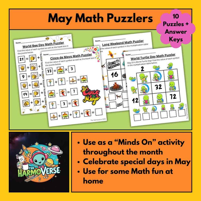 May Printable, No-prep Math Worksheets. Cinco De Mayo/world Bee & World ...