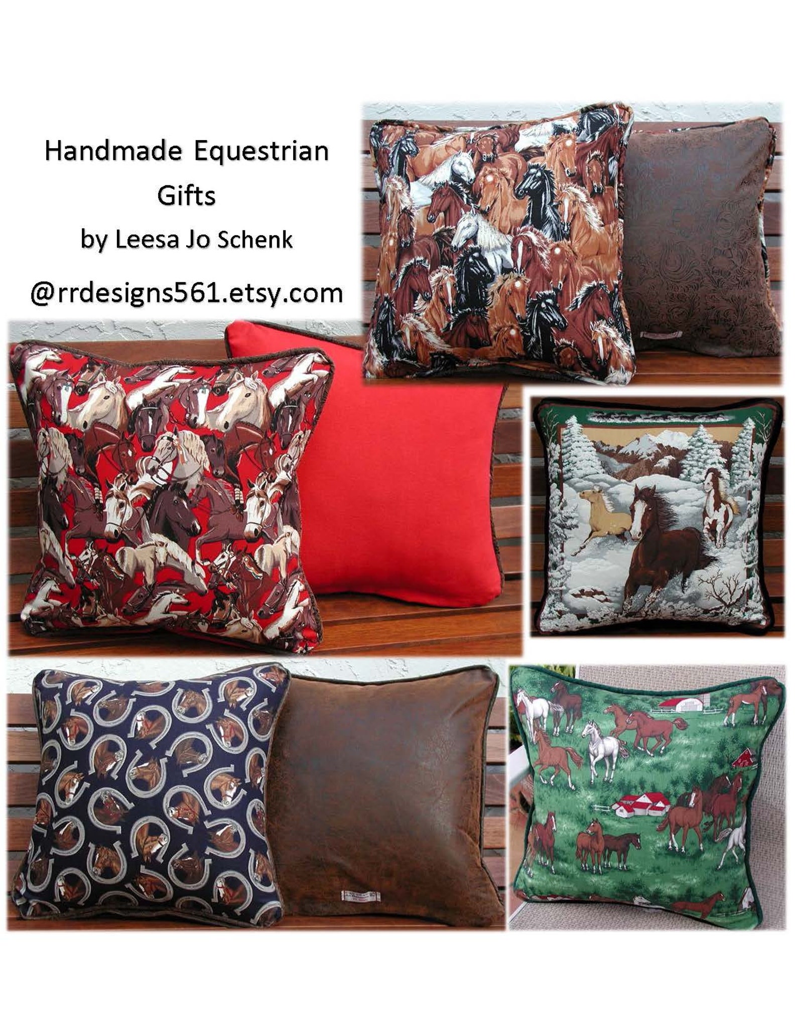 Horse Pillow Set, Wild Horse's Pillows, Faux Tooled Leather, Horse ...