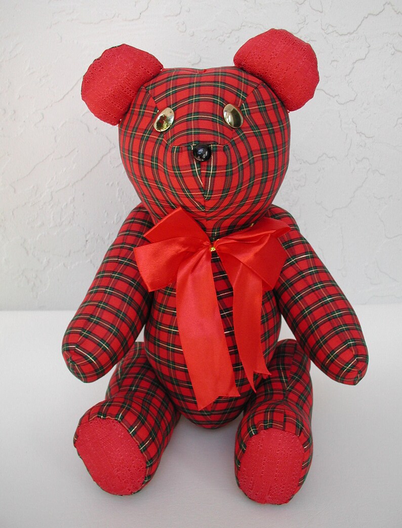 Plaid Teddy Bear Christmas Teddy Christmas Bear Red Plaid | Etsy