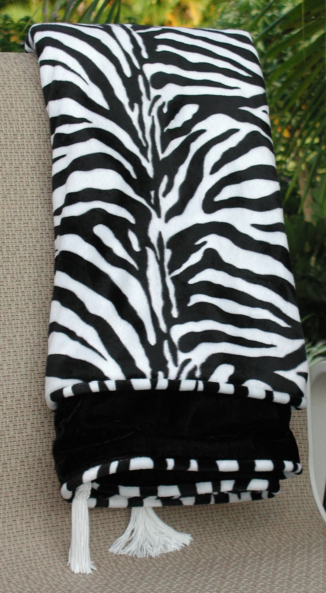 Zebra Home Decor, Black and White, Black Velvet Blanket, Safari Home ...