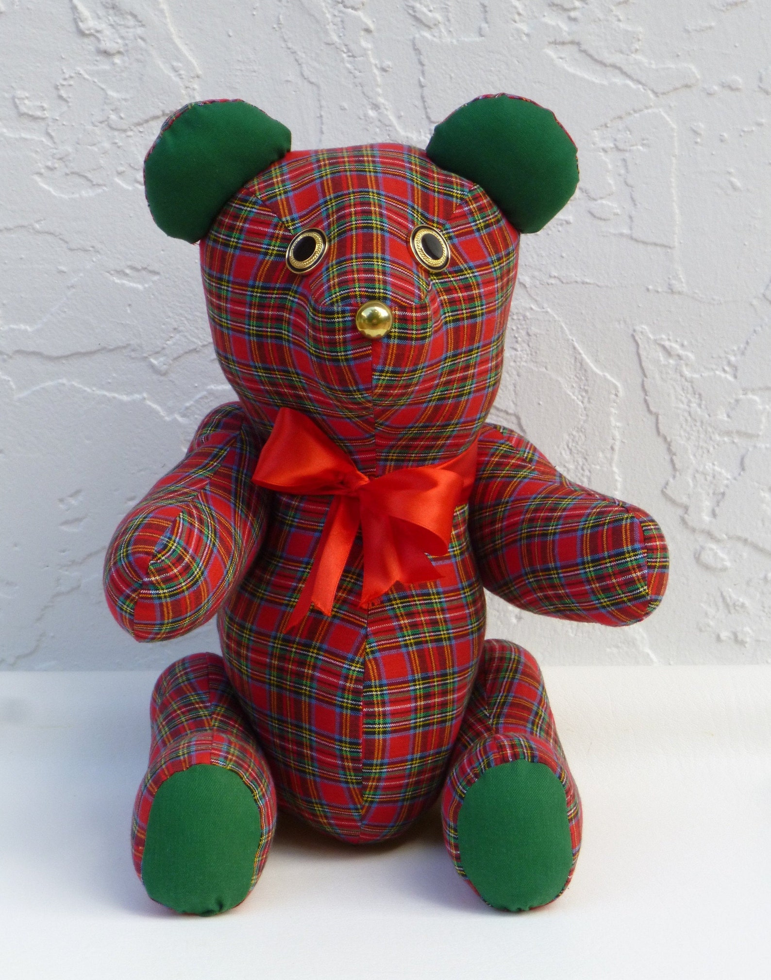 Plaid Teddy Bear, Christmas Teddy, Christmas Bear, Red Plaid Bear ...