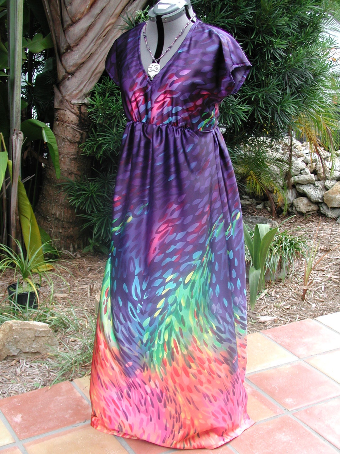 Purple Lounge Dress, Long Summer Dress, Color Splashes Dress Size 9 10 ...