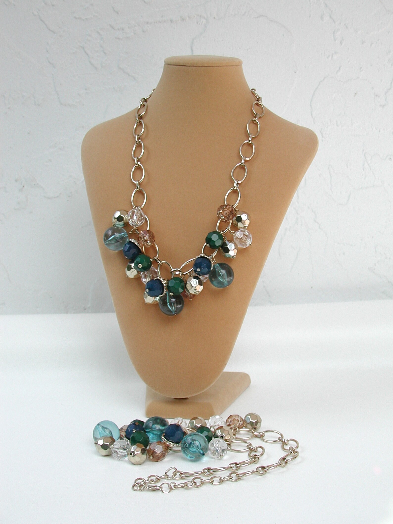 Turquoise Chunky Chain Necklace Gold Tone Chain Crystal - Etsy