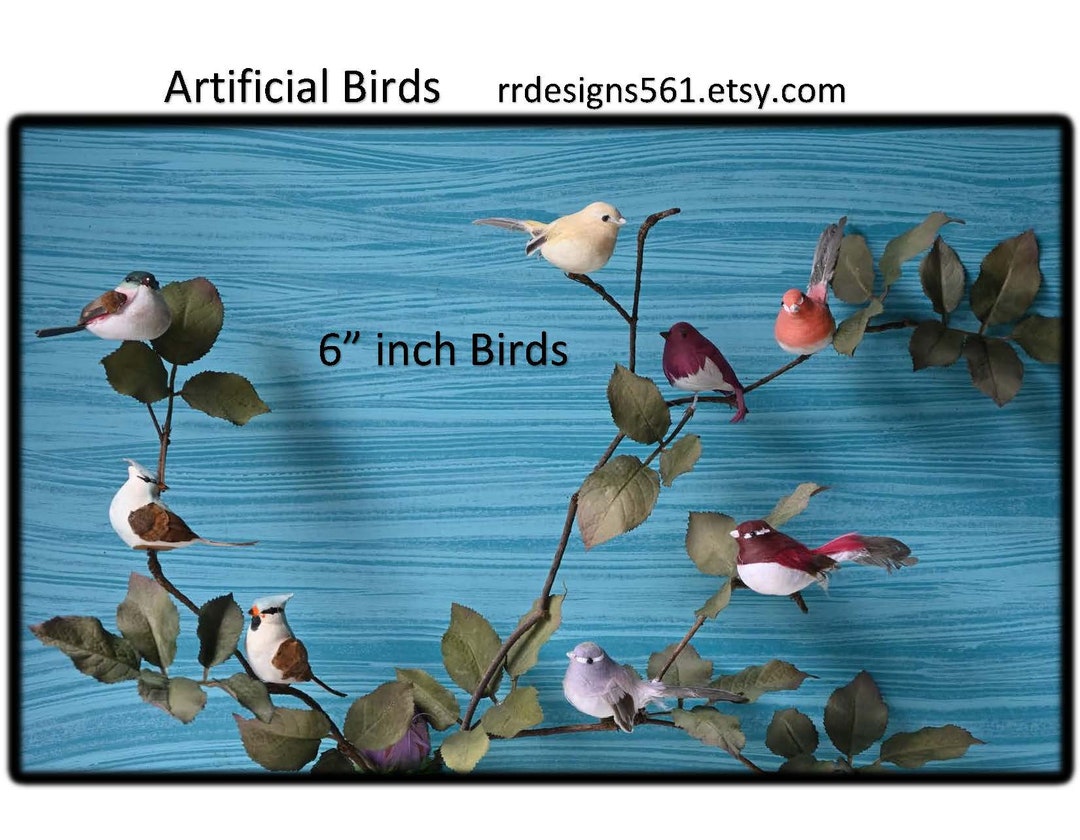 Artificial Birds, 6 Inch Birds, Floral Craft Supply, Fake Birds, Meadow ...