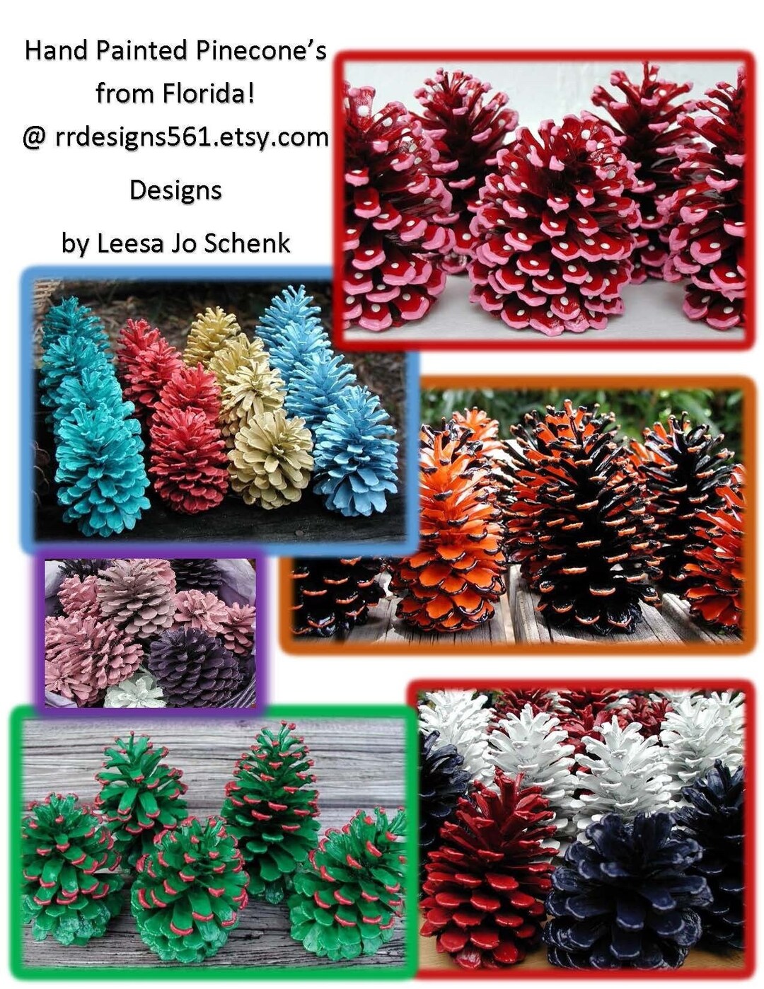 Painted Pinecones From Florida, Home Decor Cones, Holiday Pinecones ...