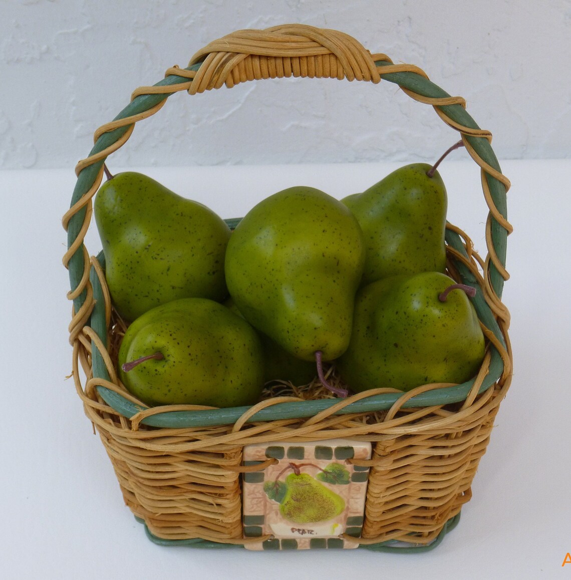 Artificial Green Pears, Gift Basket Decor, 6 Green Pears, Kitchen ...