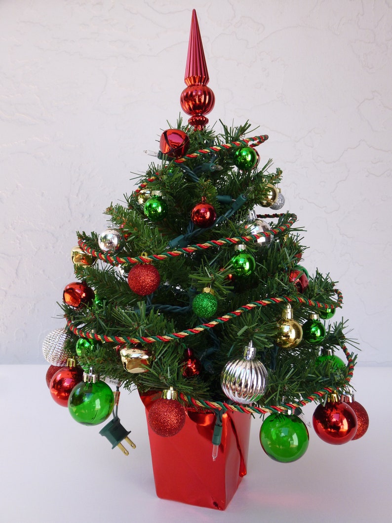 Tabletop Tree Miniature Tree Fully Decorated 50 Clear | Etsy