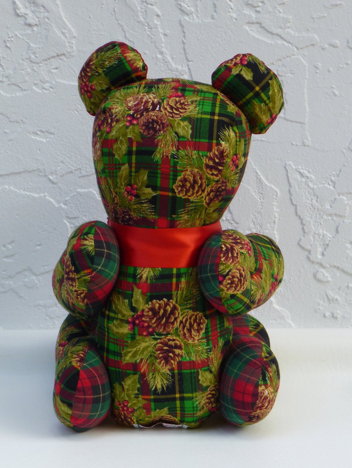 Plaid Teddy Bear Christmas Teddy Christmas Bear Red Plaid | Etsy