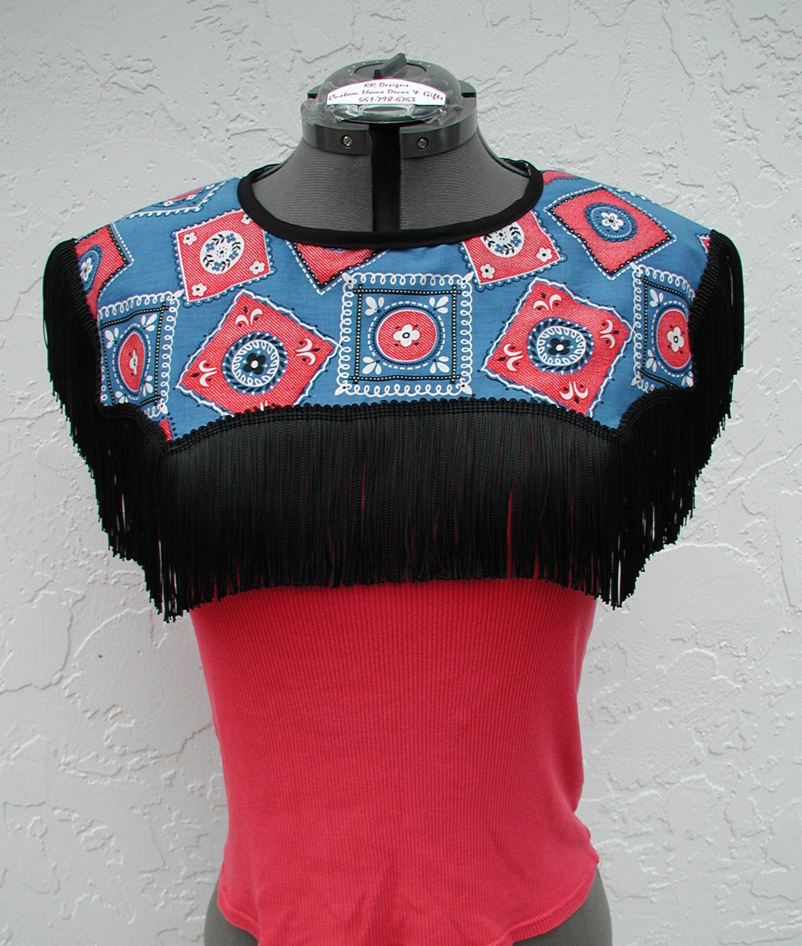 Fringe Neck Collar Chambray and Red Black Fringe Collar - Etsy