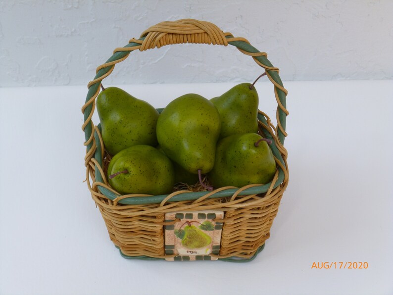 Artificial Green Pears Gift Basket Decor 6 Green Pears | Etsy