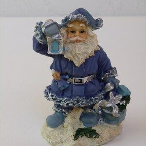 Christmas Figurine Blue Santa Claus or Carolers Couple, Christmas Elf ...