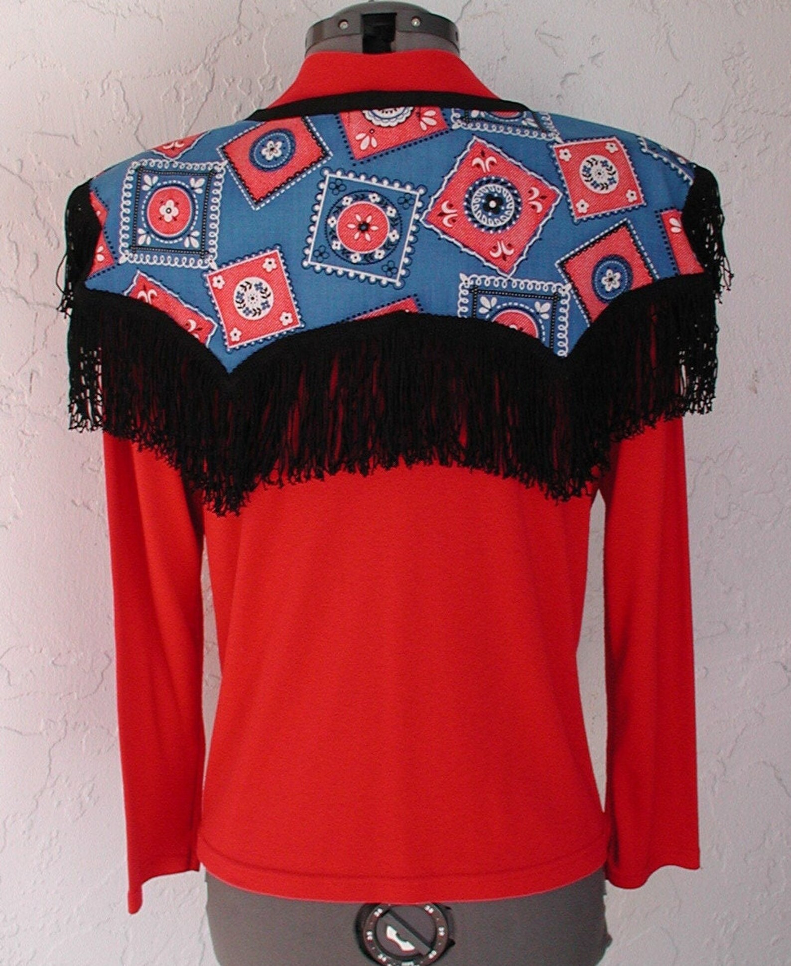 Fringe Neck Collar, Chambray and Red, Black Fringe Collar, Blue Neck ...