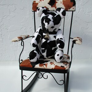 Brown Cow Print, Rocking Chair, Farmhouse, Black Wrought Iron, Ranch ...