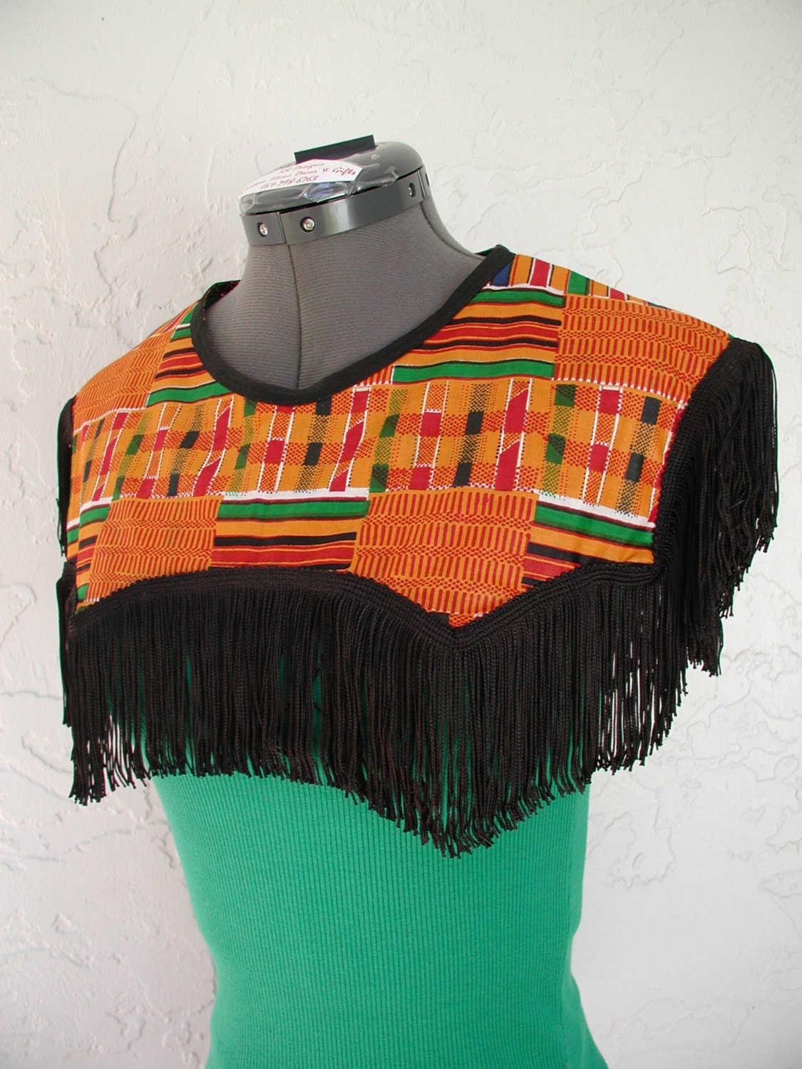 Black Fringe and Orange Neck Collar, Western Costume Bib, Shirts, Tank ...
