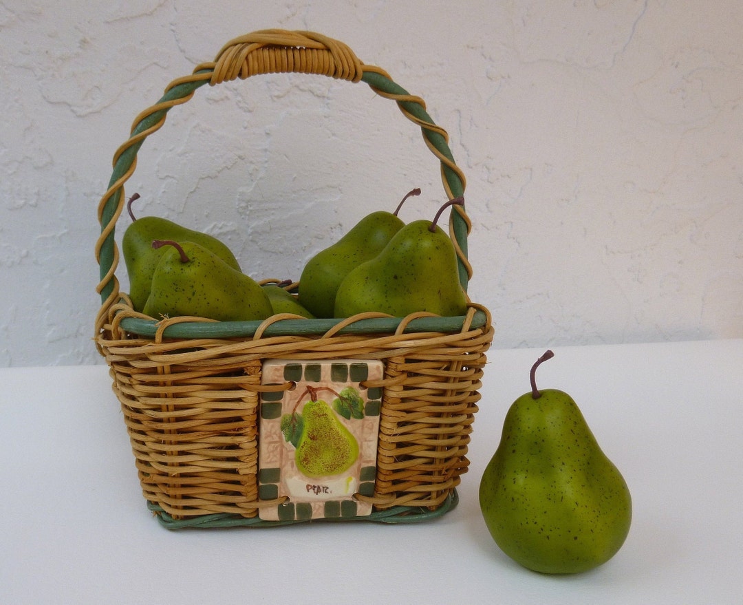 Artificial Green Pears, Gift Basket Decor, 6 Green Pears, Kitchen ...