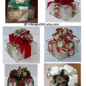 Lighted Glass Block, Interchangeable Bow Decor, 50 Clear Lights, Square ...