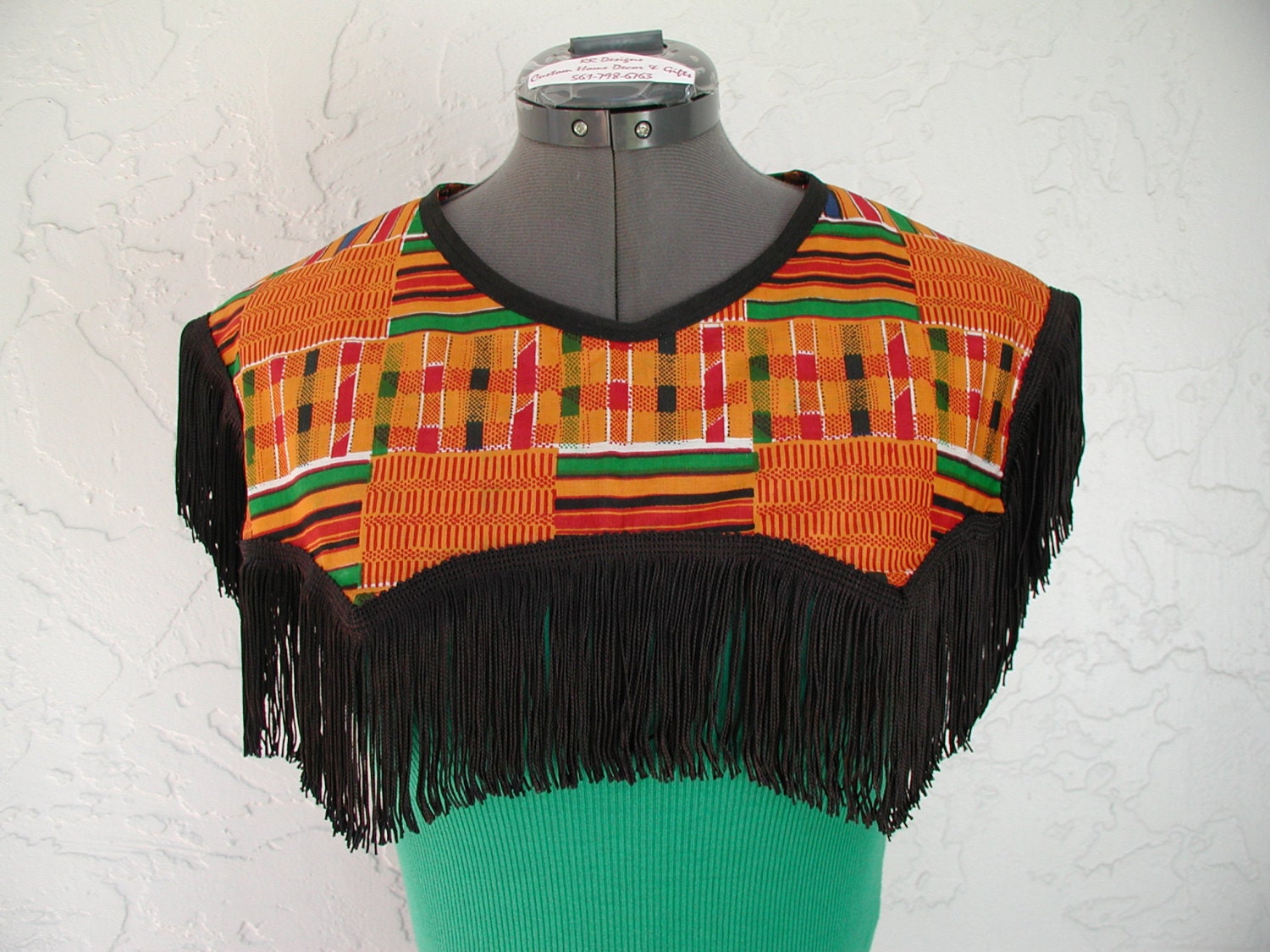 Black Fringe and Orange Neck Collar, Western Costume Bib, Shirts, Tank ...