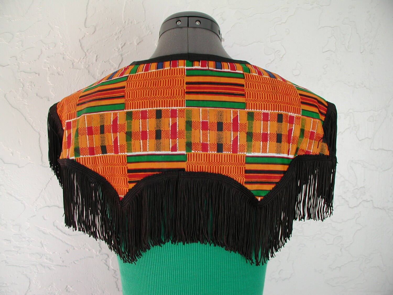 Black Fringe and Orange Neck Collar, Western Costume Bib, Shirts, Tank ...