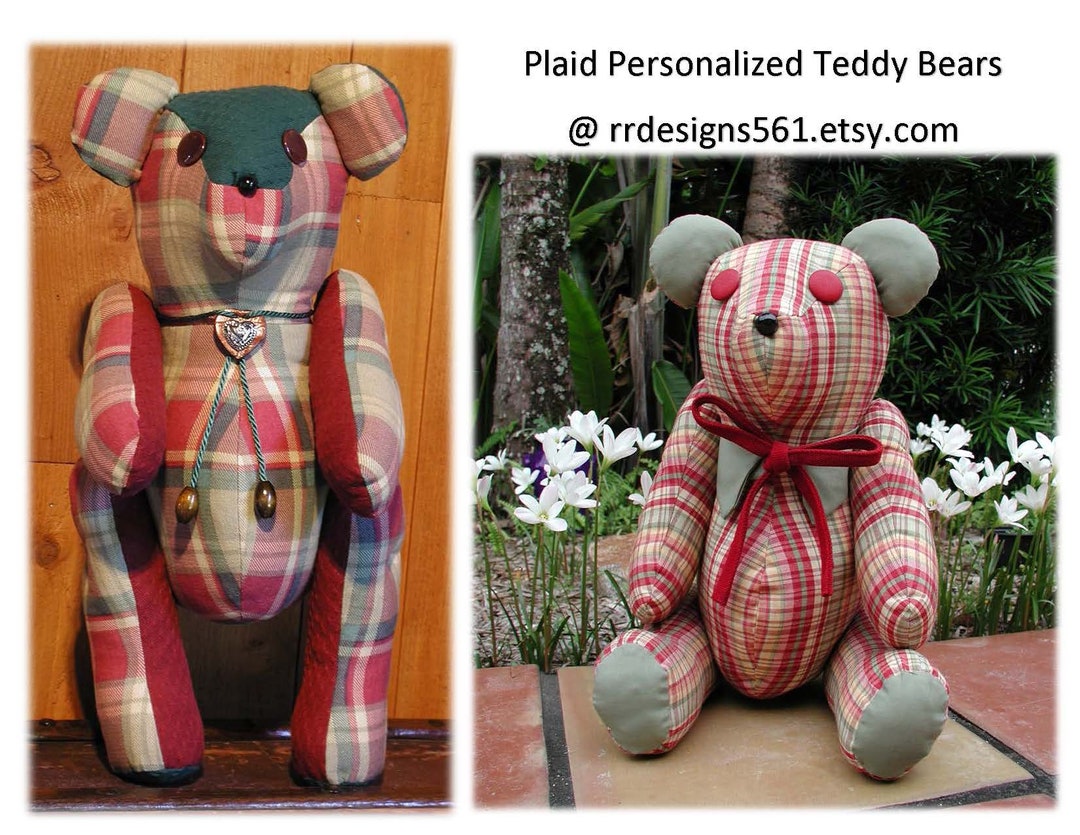Plaid Teddy Bear, Keepsake Teddy Bear, Namesake Teddy Bears, Original ...