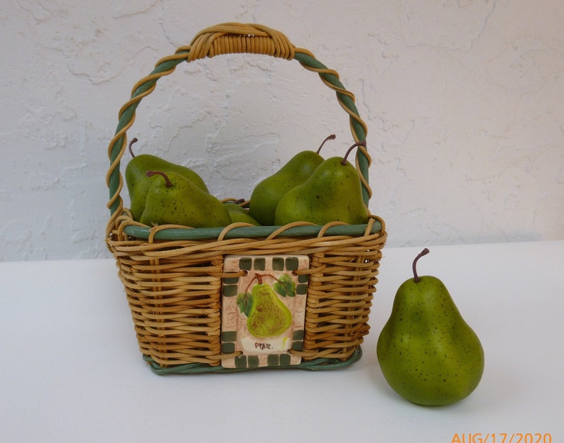 Artificial Green Pears Gift Basket Decor 6 Green Pears | Etsy