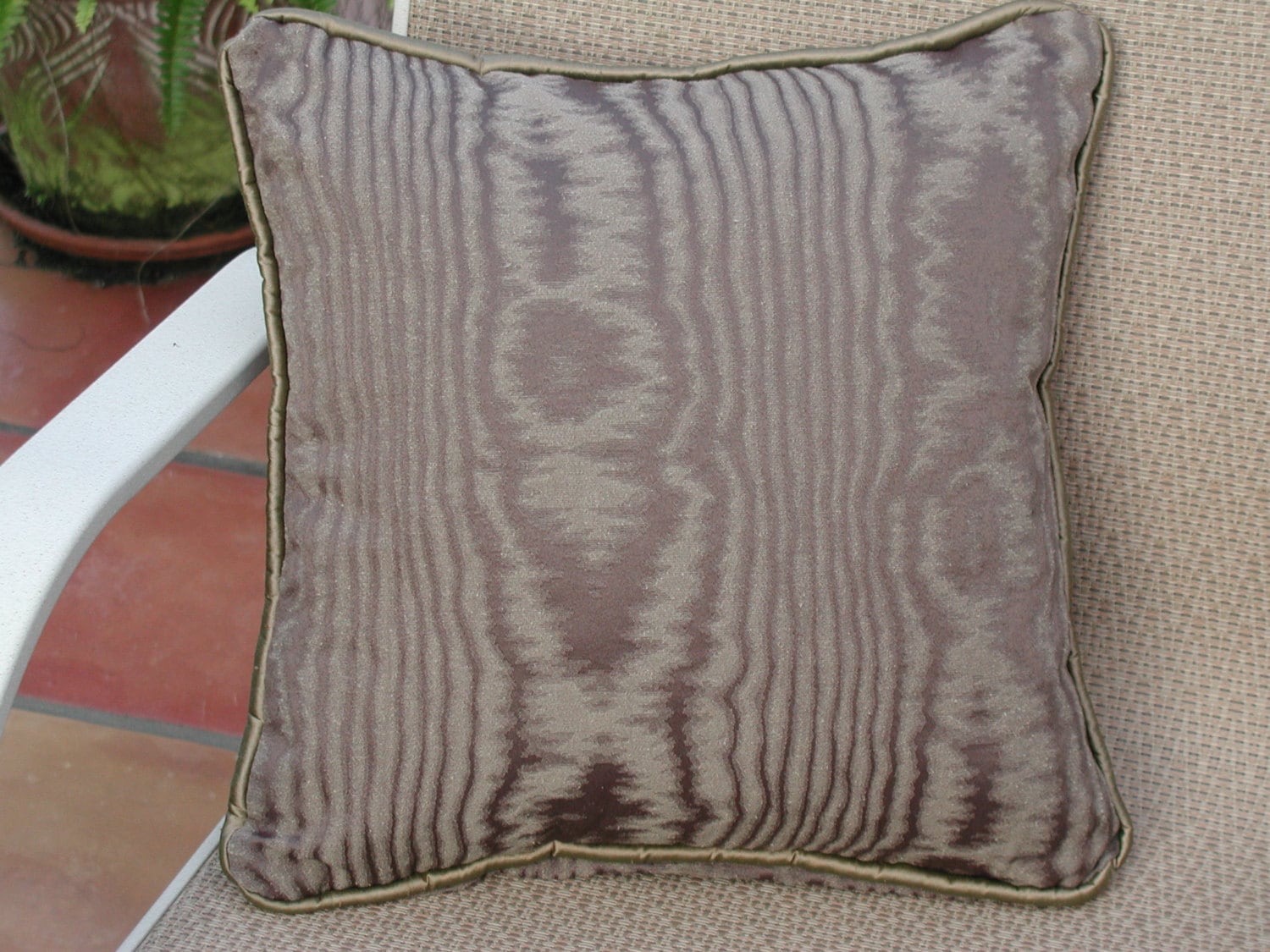 Golden Bronze Pillow, Solid Moire Fabric, Dark Bronze Golden, Toss ...
