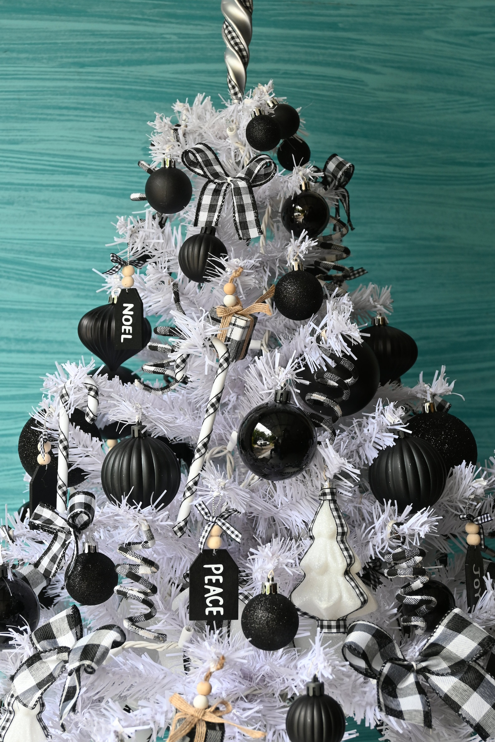 White Christmas Tree, Black and White, 3 FT Plus Tall, Table Top Tree ...