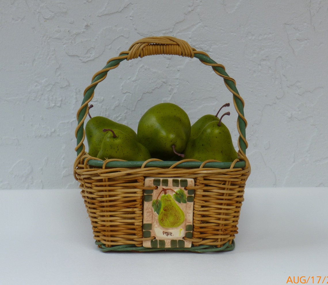 Artificial Green Pears Gift Basket Decor 6 Green Pears | Etsy