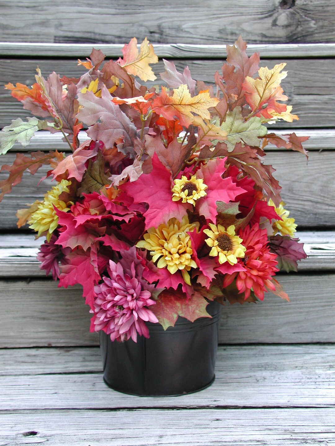 Thanksgiving Day Decor, Autumn Leaves and Flowers, Autumn Centerpiece ...