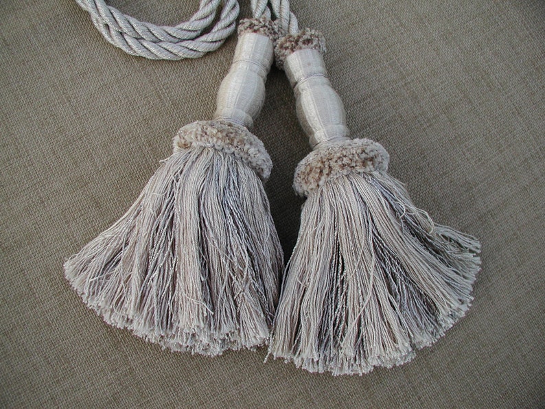 Two Tassel Drapery Tie Backs in Bronze Gold, Drapery Accessory, Curtain ...