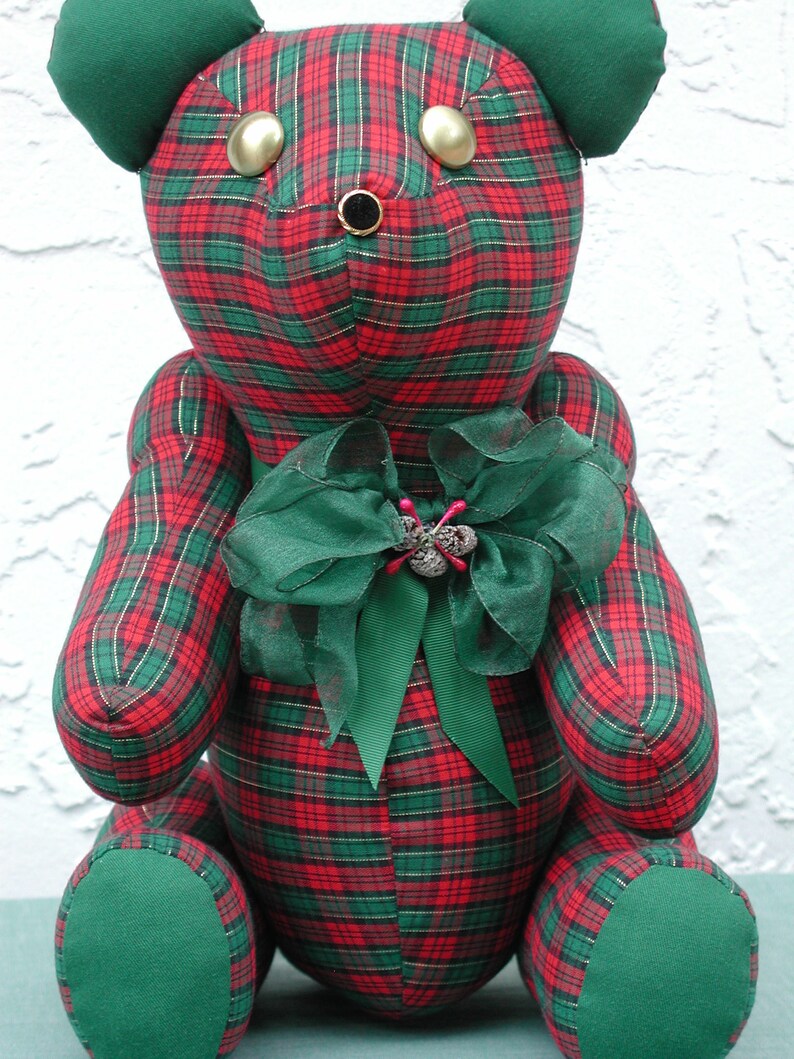 Plaid Teddy Bear Christmas Teddy Christmas Bear Red Plaid | Etsy