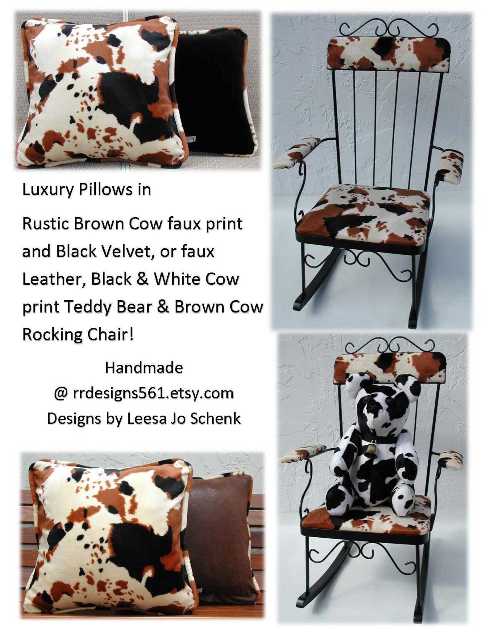 Brown Cow Print Rocking Chair Farmhouse Rocking Chair Black - Etsy
