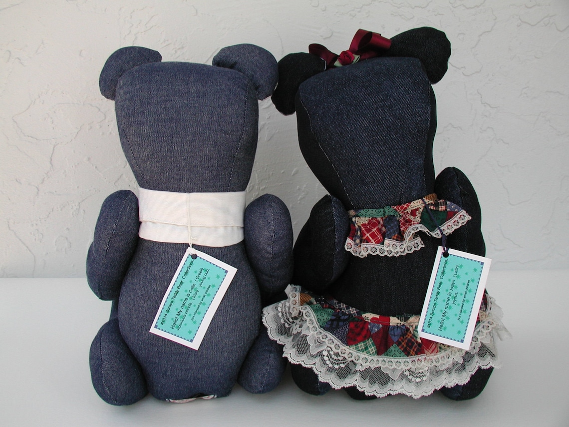 Denim Teddy Bears Personalized Teddy Bears Scraps Teddy Bear - Etsy