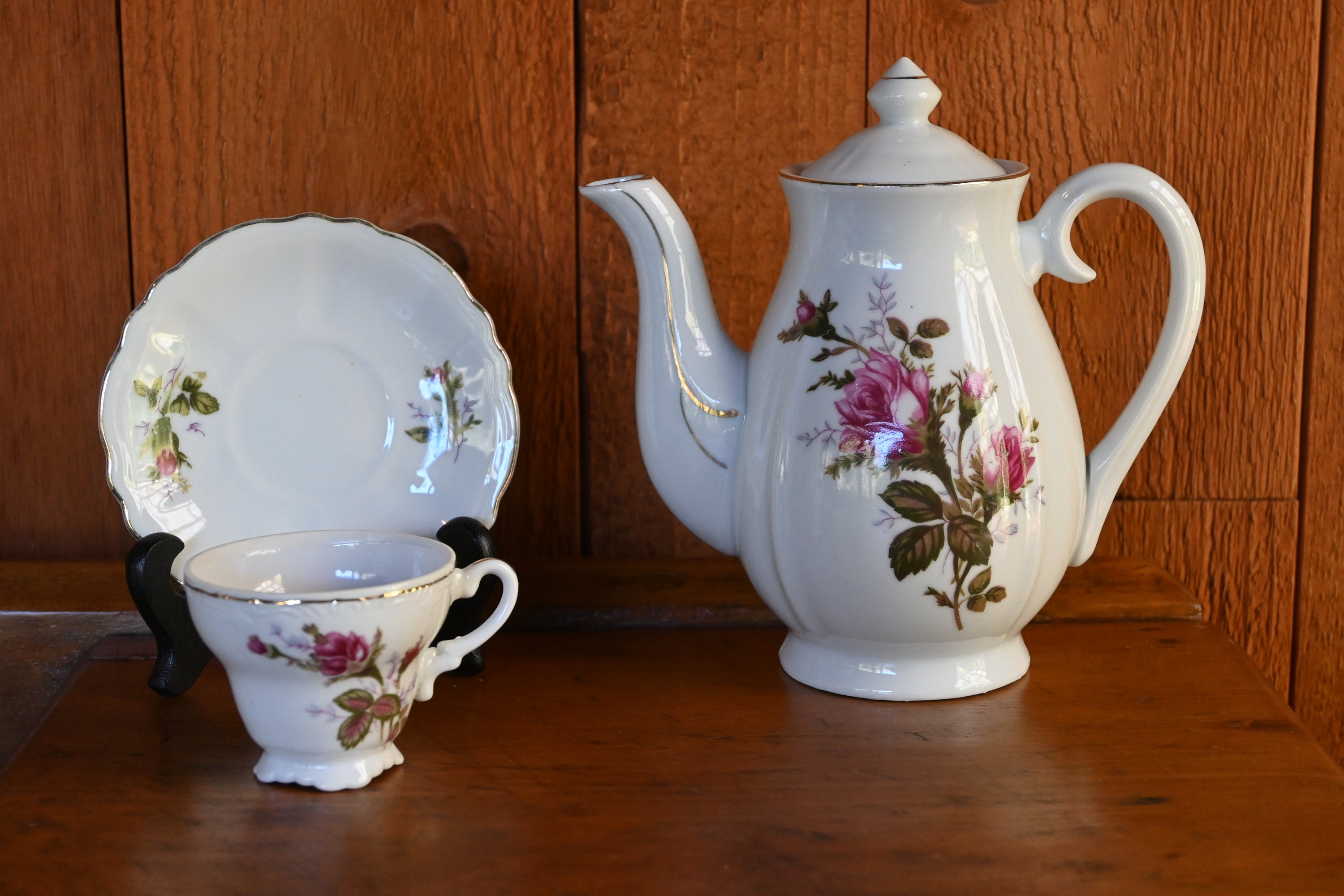 Roses Tea Set Royal Sealy China Made in Japan Moss Rose - Etsy