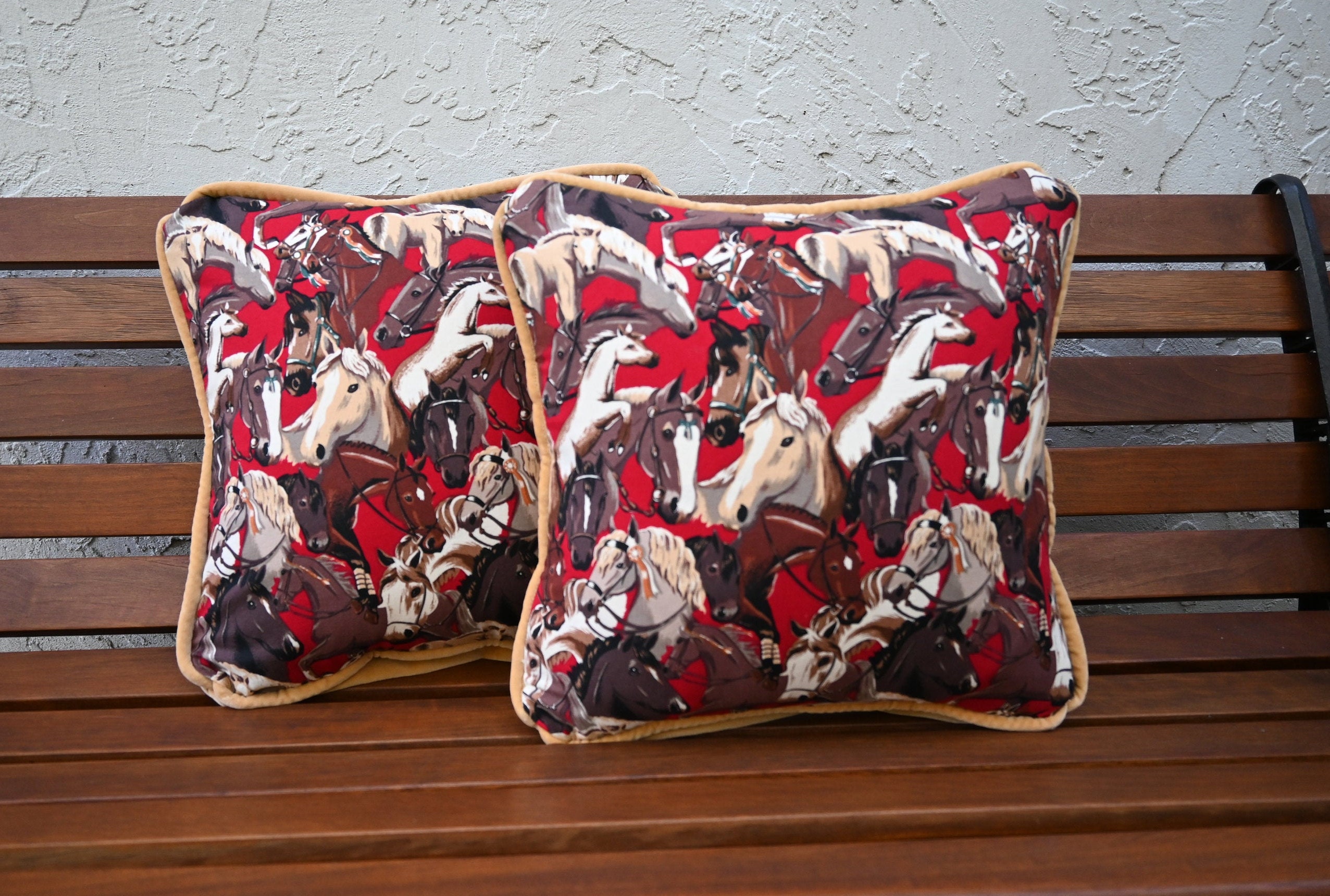 Equestrian Pillows, Horse Lovers Gift, Red Horse Pillows, Equestrian ...