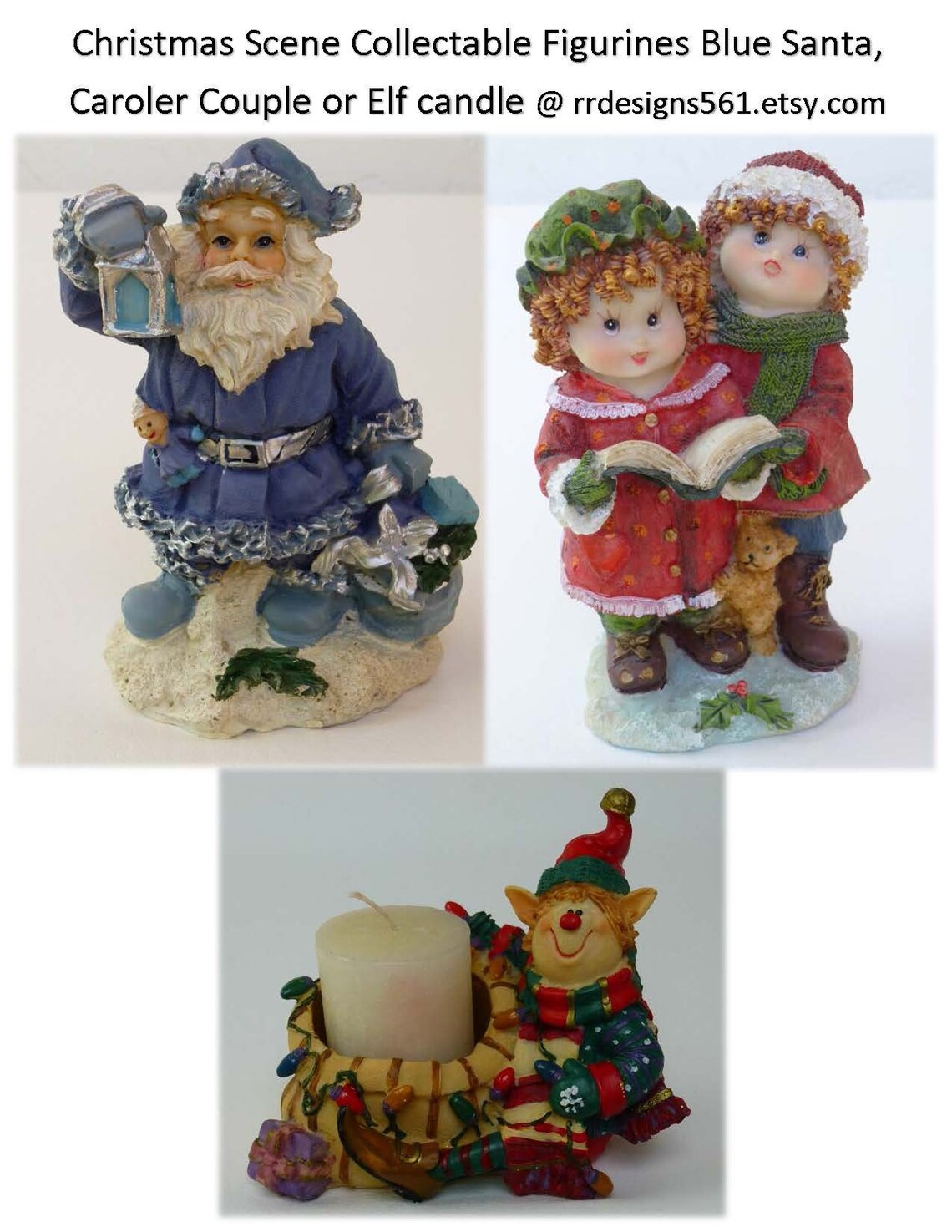 Christmas Figurine Blue Santa Claus or Carolers Couple - Etsy