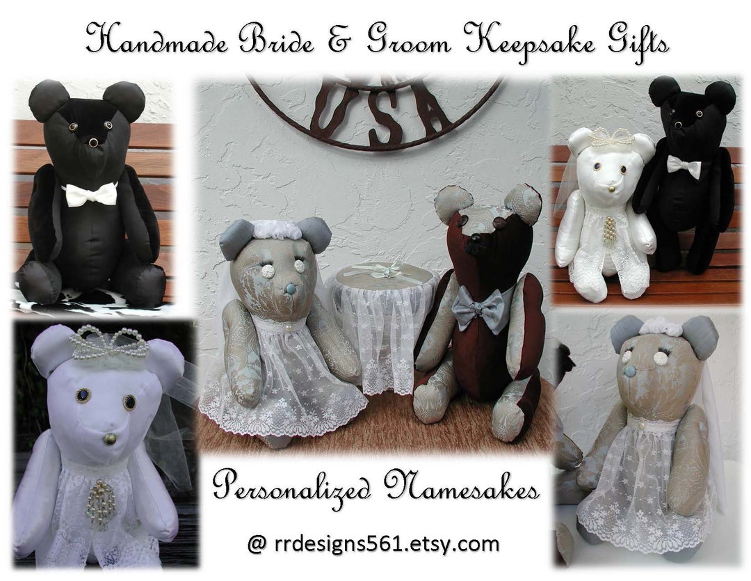 Bride & Groom Teddy Bears, Personalized Bears, Bear Wedding Couple ...