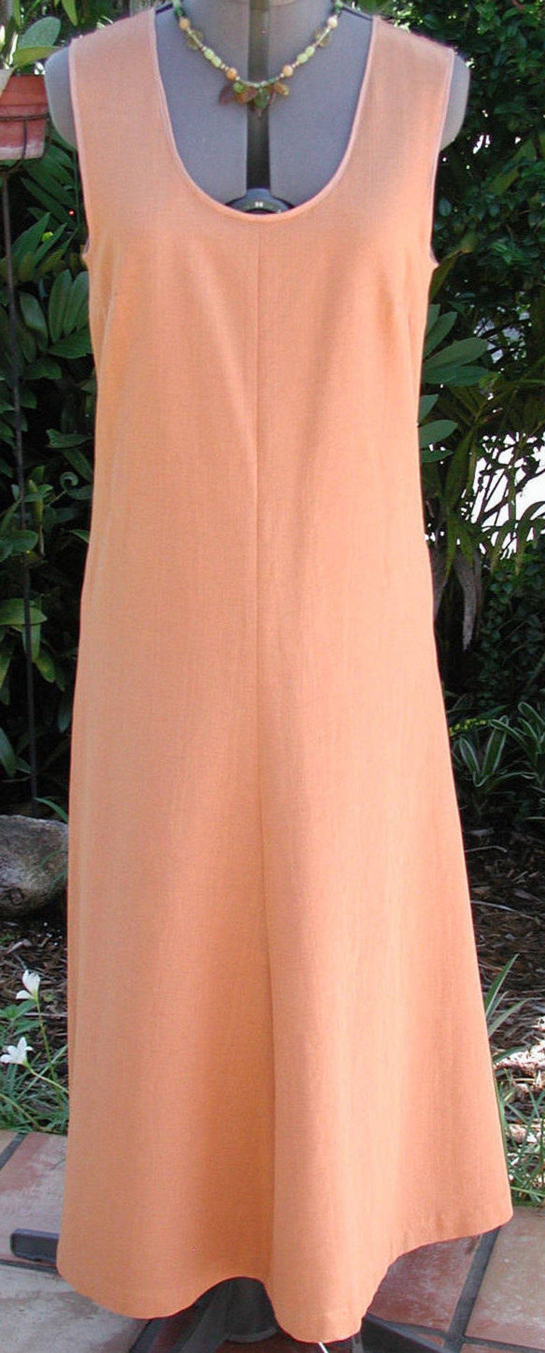 Peach Tank Dress, Jumper Dress, Sun Dress "copper Peaches", Size 9 10 ...
