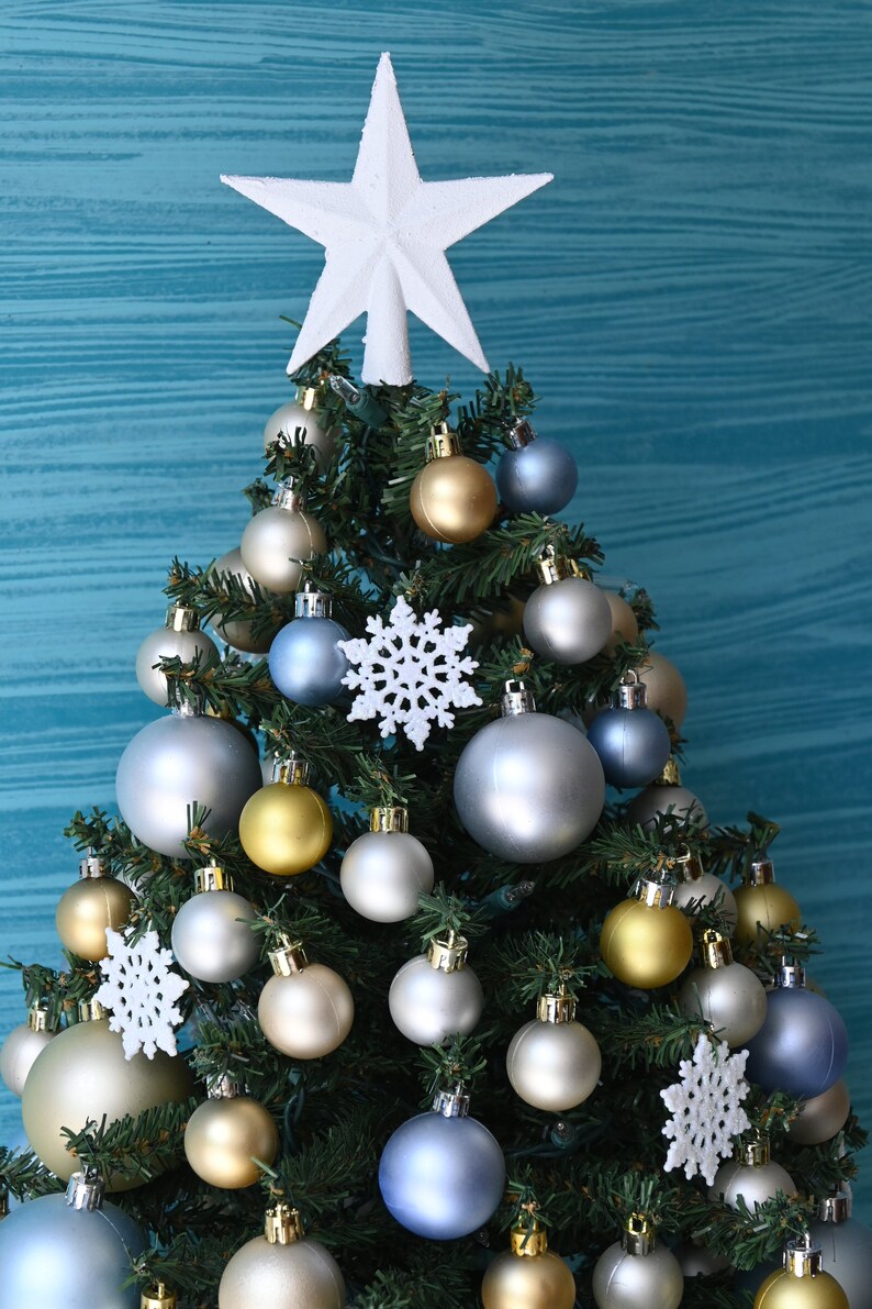 Christmas Tree, Fully Decorated, Satin Snowflakes, Table Top ...