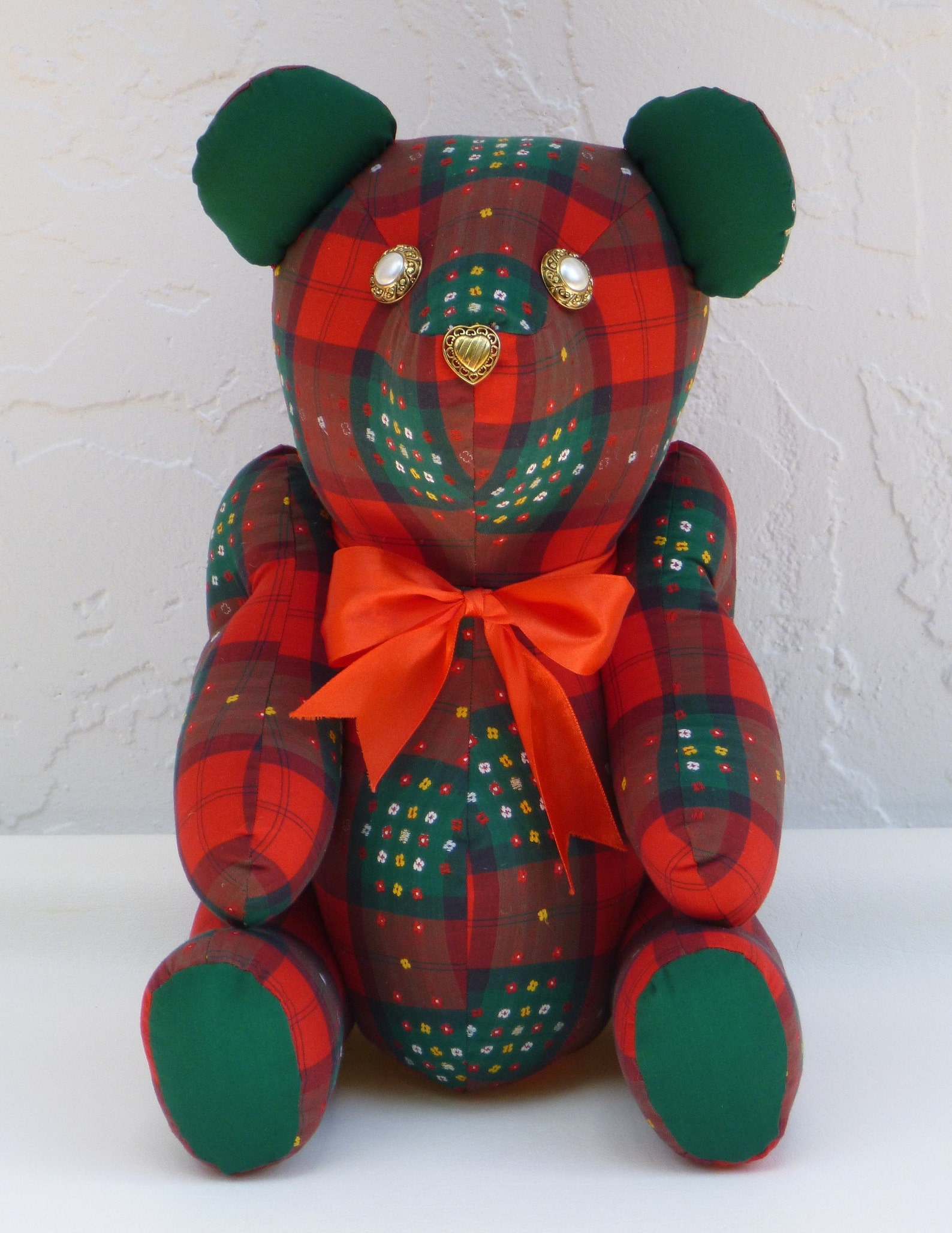 Plaid Teddy Bear, Christmas Teddy, Christmas Bear, Red Plaid Bear ...