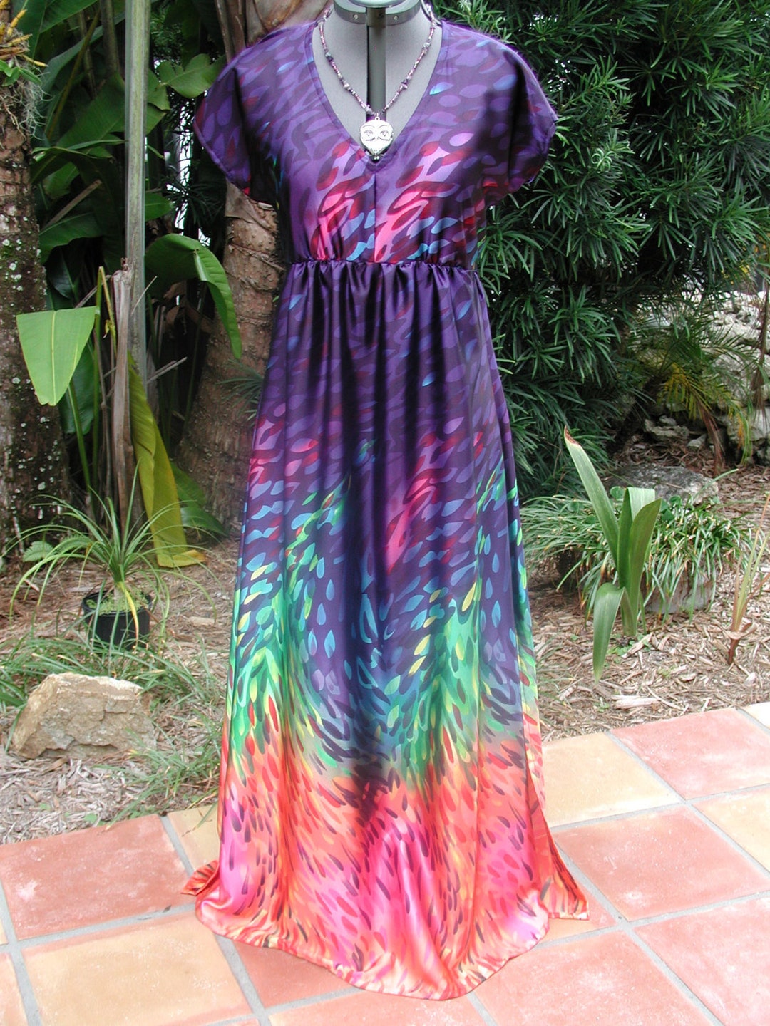 Purple Lounge Dress, Long Summer Dress, Color Splashes Dress Size 9 10 ...