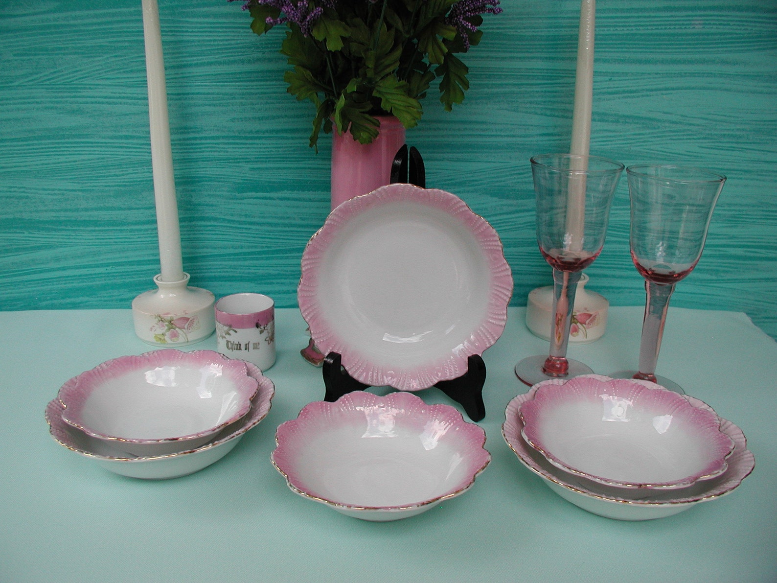 Pink Table Setting Pink Dining Pink Dishes Porcelain Bowl - Etsy