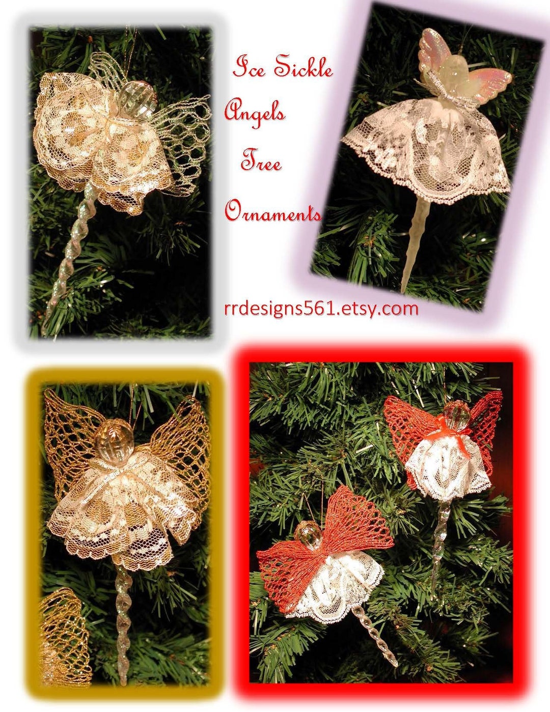 Ice Sickle Angels, Tree Ornaments, Christmas Tree Angels, Crystal and ...