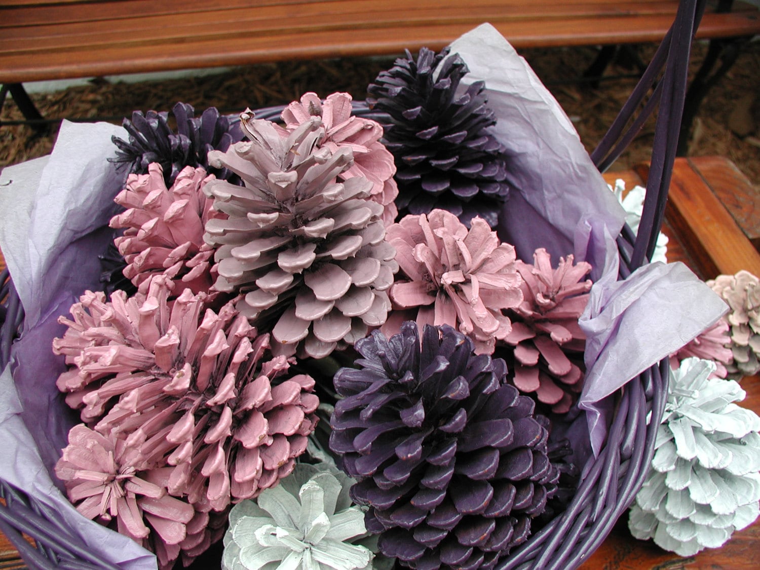 Painted Pinecones Valentine Basket Basket of Pinecones | Etsy