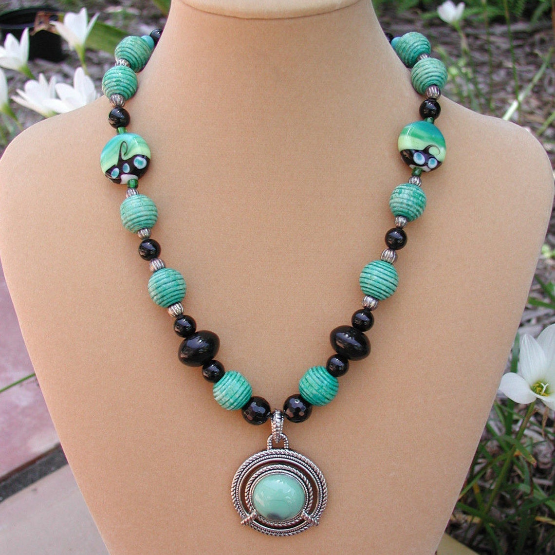 Turquoise Medallion Turquoise Stone Pendant Gift for Her - Etsy