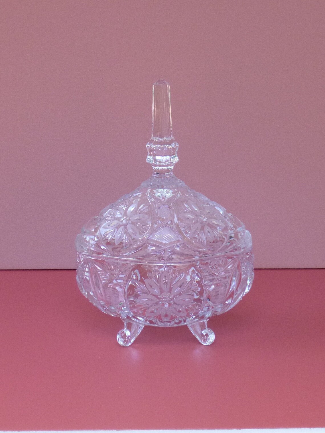 Candy Dish With Lid Vintage Crystal Lead Cut Glass Pattern - Etsy