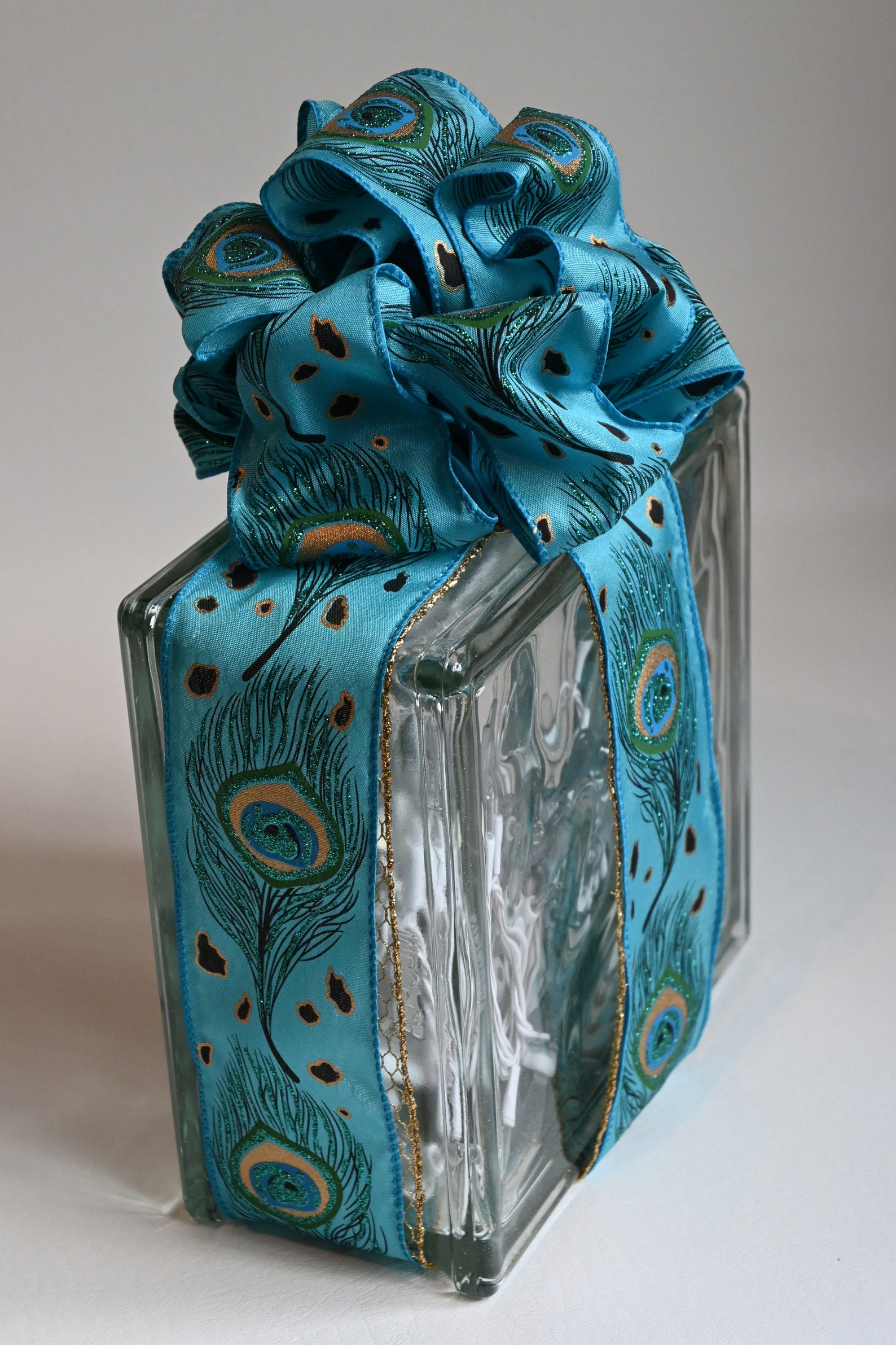 Lighted Glass Block, Interchangeable Bow Decor, 50 Clear Lights, Square ...