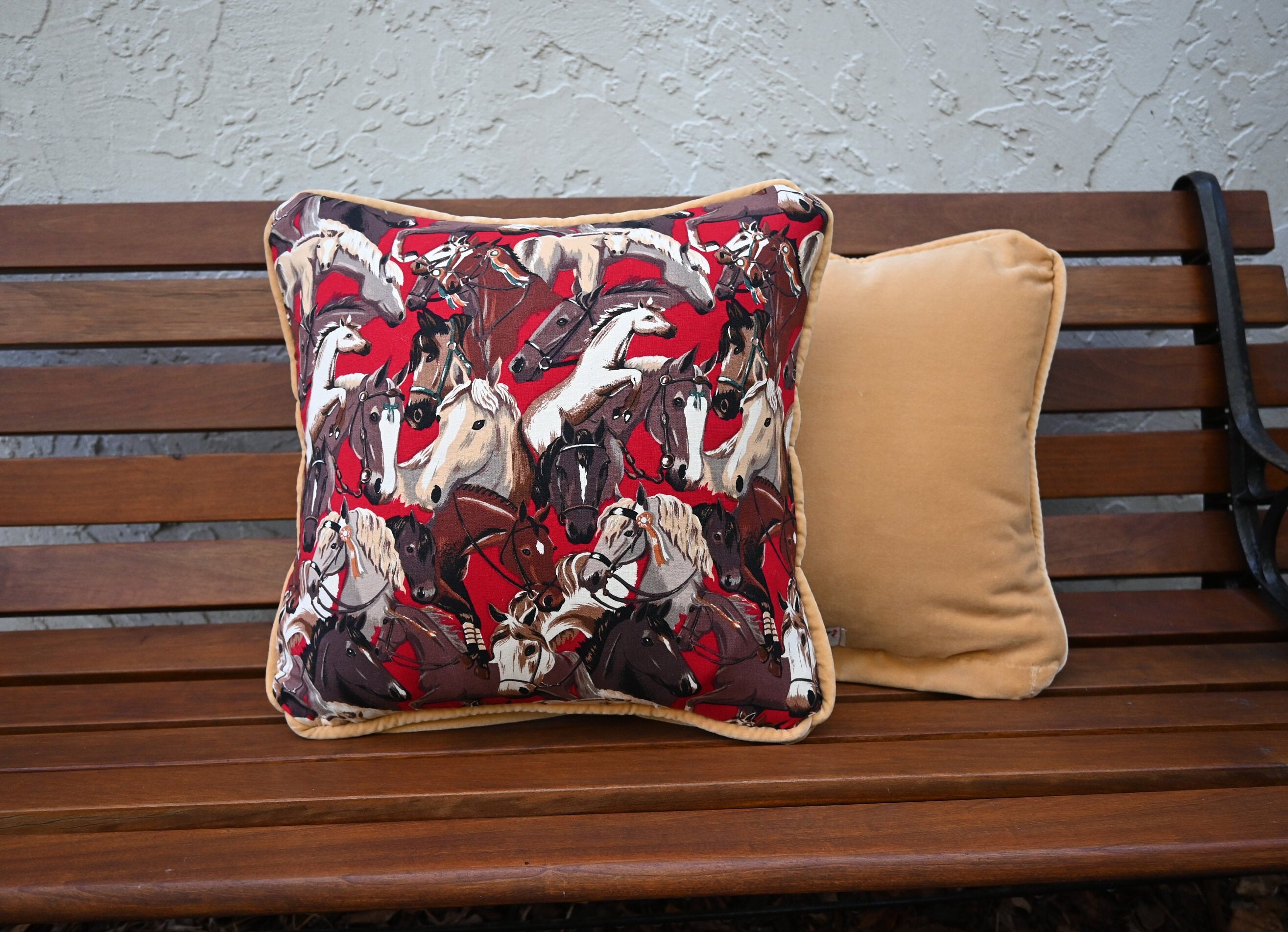 Equestrian Pillows, Horse Lovers Gift, Red Horse Pillows, Equestrian ...