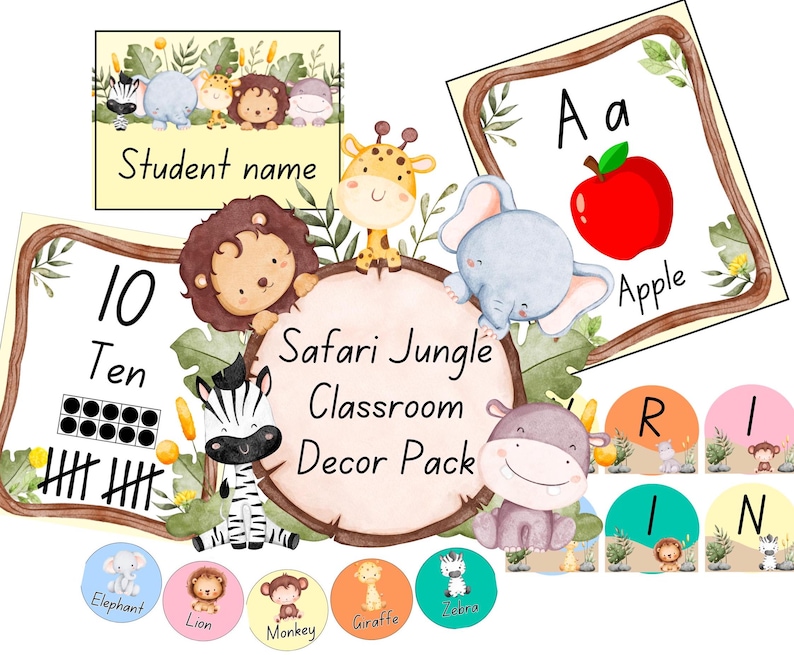 Safari Jungle Animal Classroom Decor - Etsy